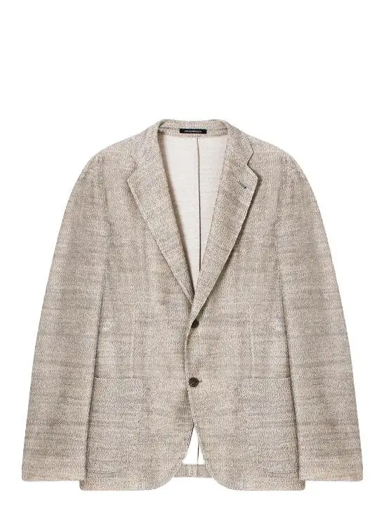 Emporio Armani Icon 3d-effect Knit Jacket - Natural