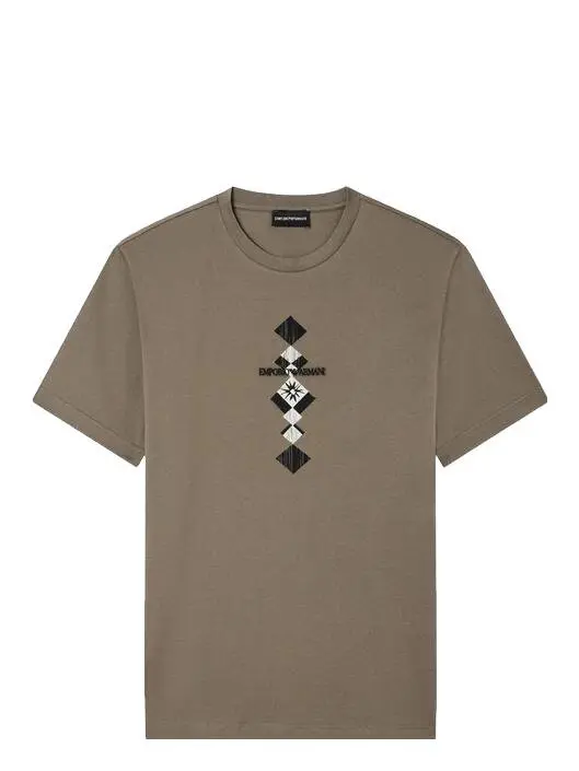 Emporio Armani Jersey T-shirt With Tribal Print - Green