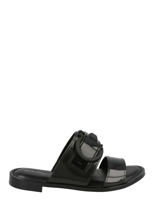 FERRAGAMO Wmns Taryn Logo Slide - Black