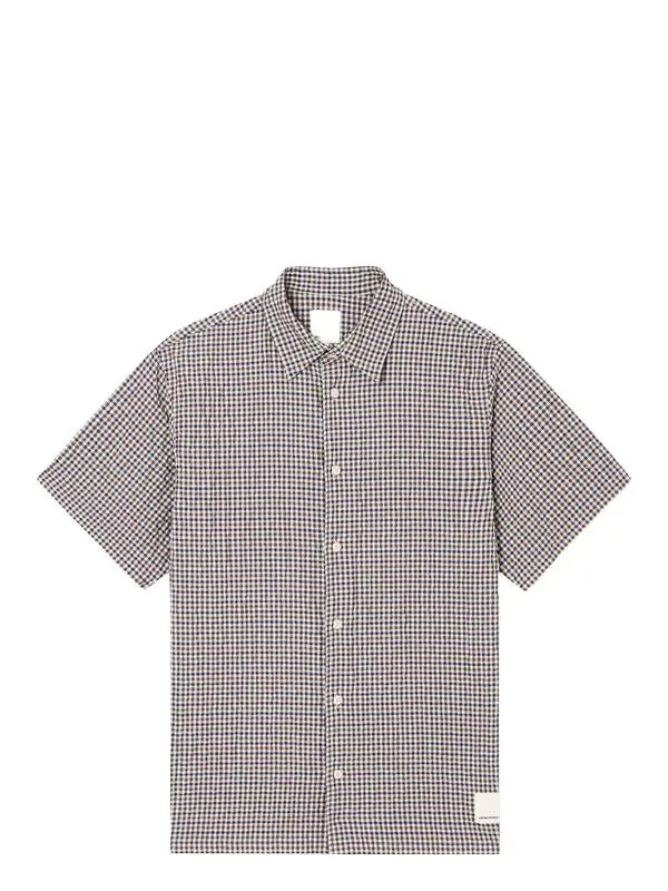 Emporio Armani Eagle Club Crinkle Fabric Shirt With Check Motif - Red