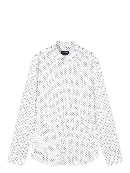 Emporio Armani Shirt With All-over Micro-pattern Print - White