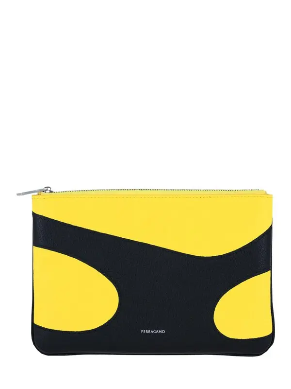 FERRAGAMO Leather Cutout Pouch - Black