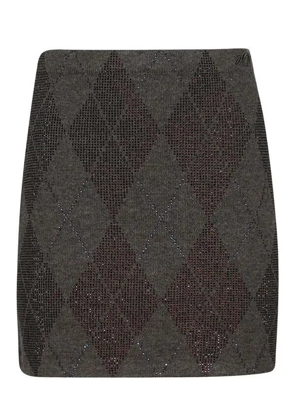 Alexander Wang A-line Skirt With Argyle Crystal Hotfix - Brown