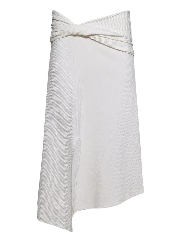 Victoria Beckham Twist Detail Midi Skirt - White