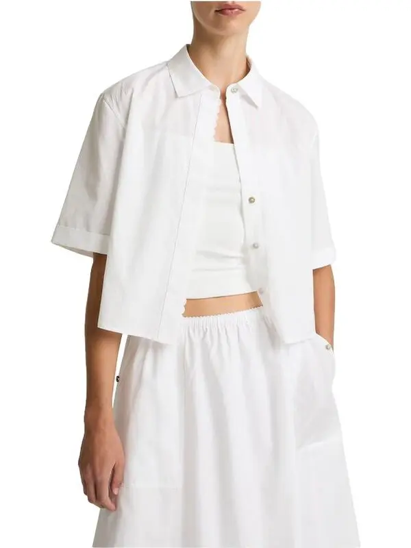 Vince Cotton Scallop-detail Button-front Shirt - White