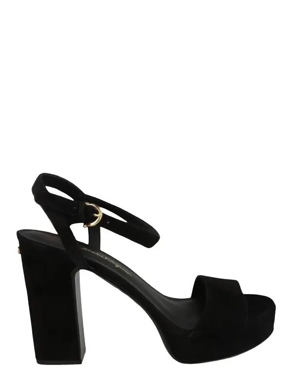 FERRAGAMO Trento Suede Platform Sandals - Black