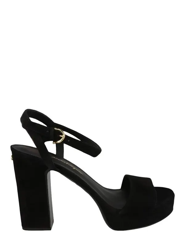 FERRAGAMO Trento Suede Platform Sandals - Black