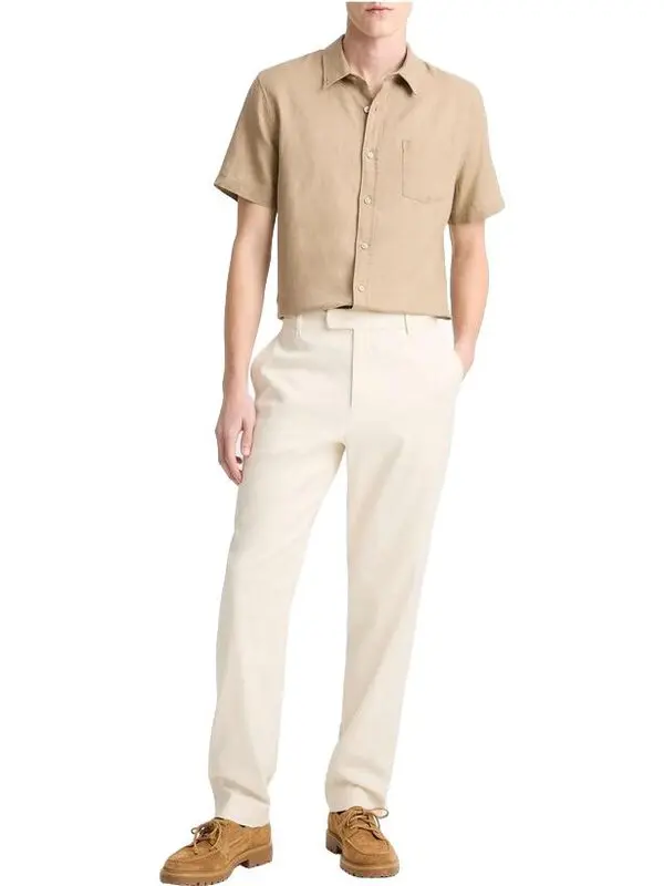 Vince Owen Athletic Linen-cotton Extended-tab Pant - Neutral / White