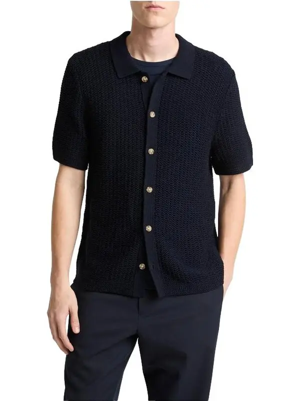 Vince Cotton Crochet Button-front Shirt - Black