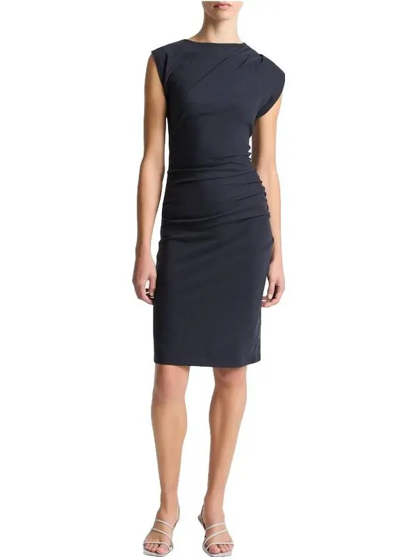 Vince Cotton Twist-drape Dress - Denim