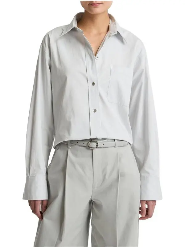 Vince Cotton Cropped Button-front Shirt - Gray