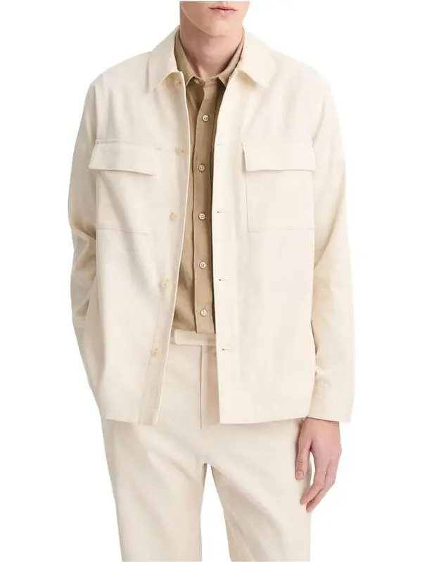 Vince Italian Linen-cotton Chore Coat - Neutral / White