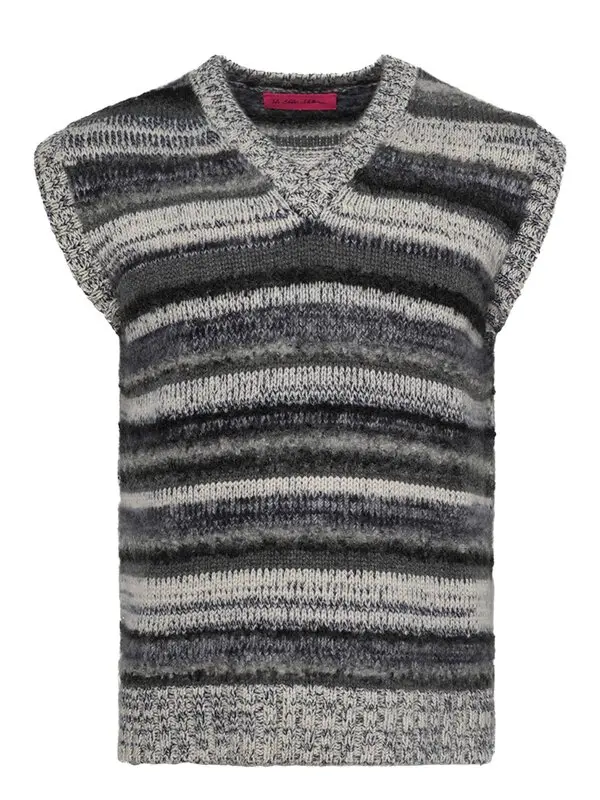 THE ELDER STATESMAN Boucle Mix Stripe Vest - Multicolor