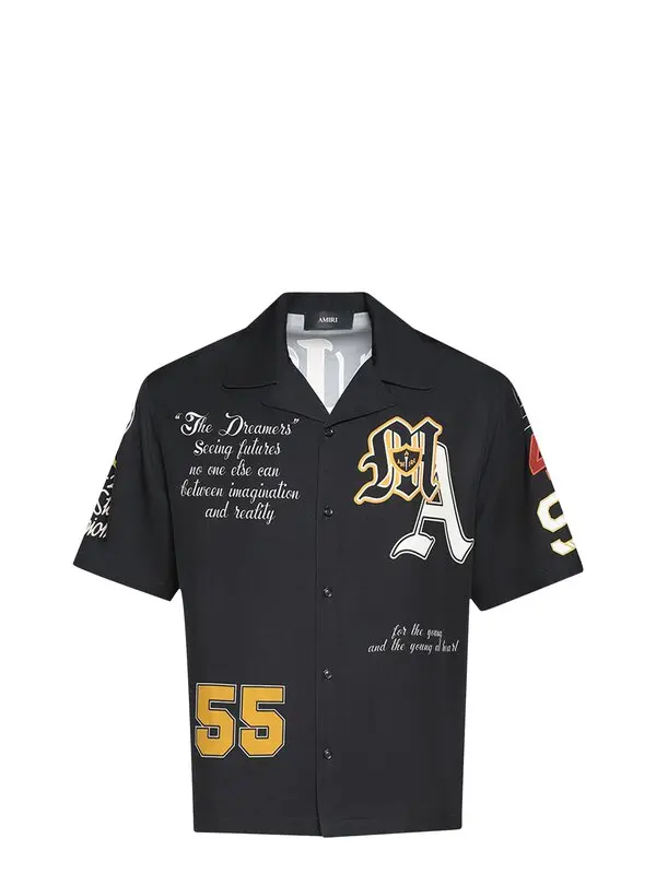 Amiri Varsity Patch Camp Shirt - Black