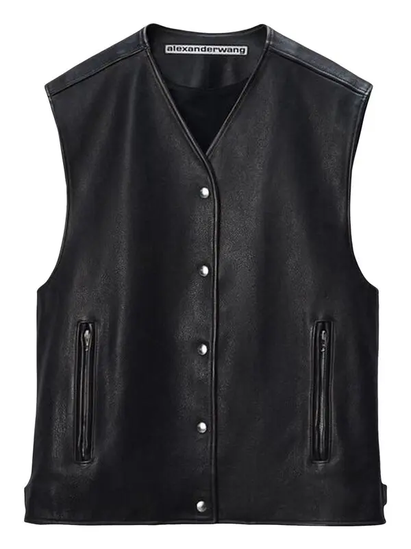 Alexander Wang Boxy Moto Vest - Black