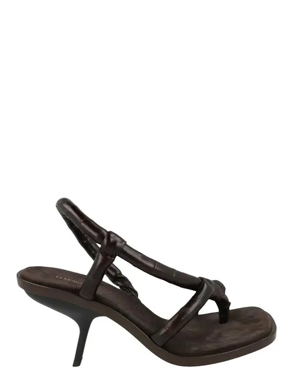 FERRAGAMO Wmns Fleur Leather Sandal 'dark - Brown