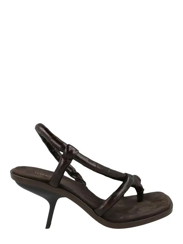 FERRAGAMO Fleur Leather Sandal - Brown