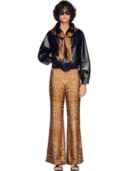 Sandro Flowy Bandana-print Trousers - Black