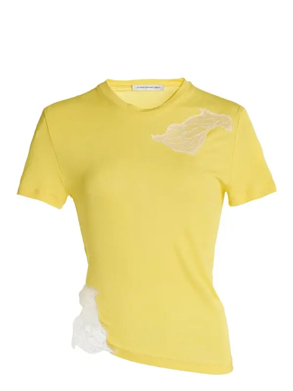 Christopher Esber Delphin Lace Rib Tee - Yellow