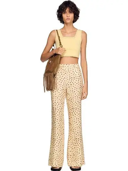 Sandro Print High-waisted Trousers - Floral
