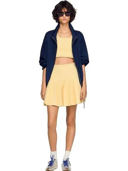 Sandro Knit Skater Mini Skirt - Yellow