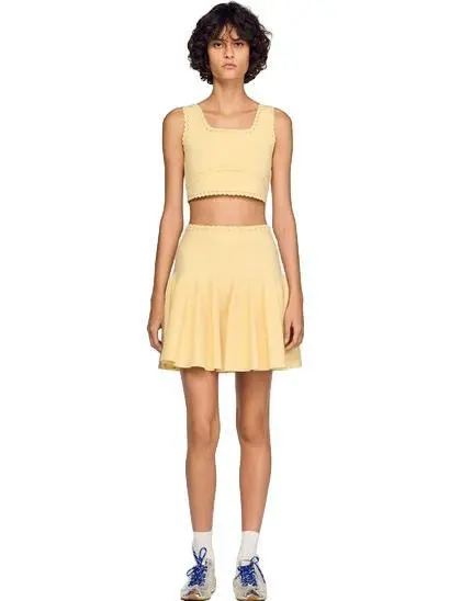 Sandro Knit Skater Mini Skirt - Yellow