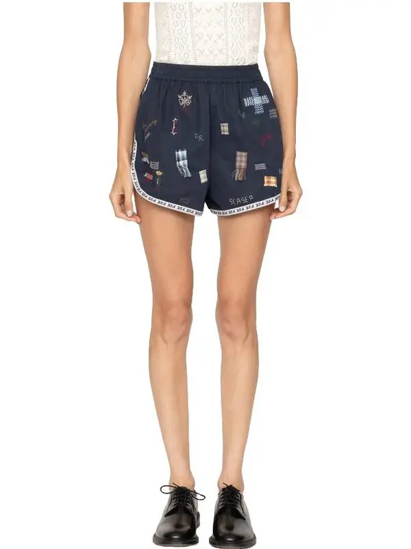 Sea Claira Embroidered Shorts - Black