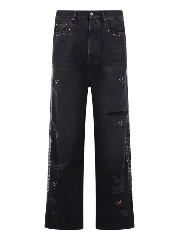 Amiri Bones Studded Baggy Jean - Black