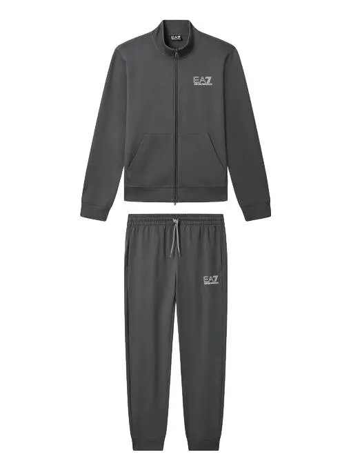 EA7 Pure Cotton Zip-up Tracksuit - Natural