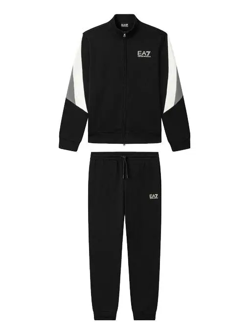 EA7 Summer Block Pure Cotton Tracksuit - Black