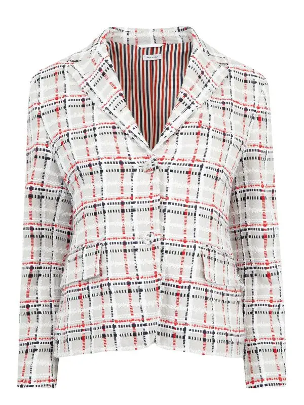 Thom Browne High Break Sportcoat In Eyelash Ribbon Tweed - White