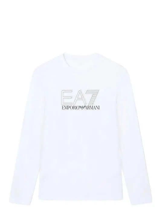 Emporio Armani Visibility Long-sleeved T-shirt In Stretch Cotton Jersey - White
