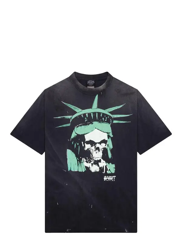 SAINT MXXXXXX X Babylon Statue Skull Short-sleeve Tee - Black