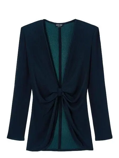 Giorgio Armani Ribbed Viscose Jumper With Knot Detailing - Green