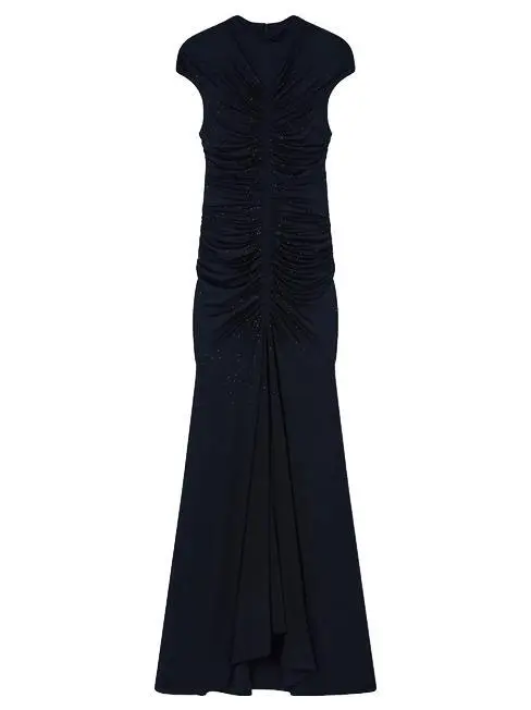 Giorgio Armani Viscose Jersey Rhinestone Maxi Dress - Black
