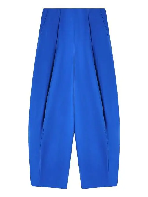 Giorgio Armani Washed Silk Wide Leg Trousers - Blue