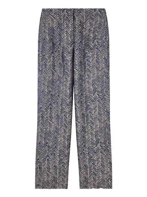 Giorgio Armani Viscose Chevron Jacquard Trousers - Blue
