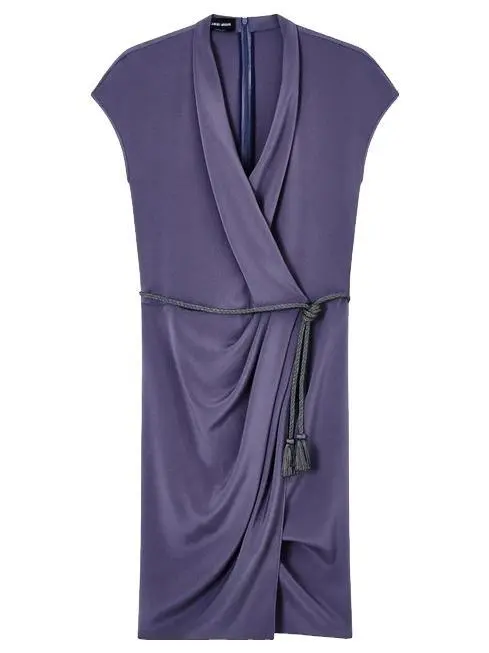 Giorgio Armani Long Silk-blend Crêpe Dress - Purple