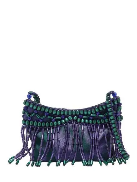 Giorgio Armani Jacquard Satin Mini Bag With Beads - Blue