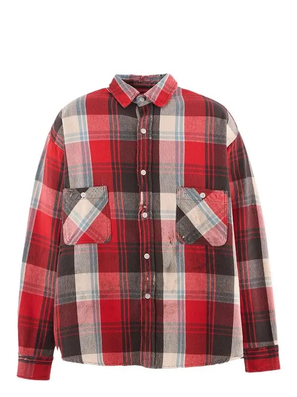 SAINT MXXXXXX Check Flannel Shirt - Red