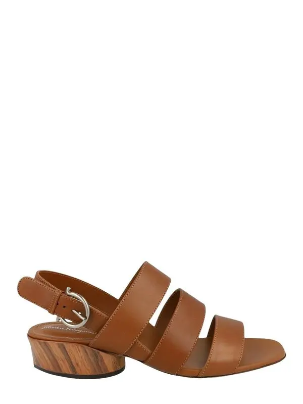 FERRAGAMO Trezze Slingback Sandals - Brown