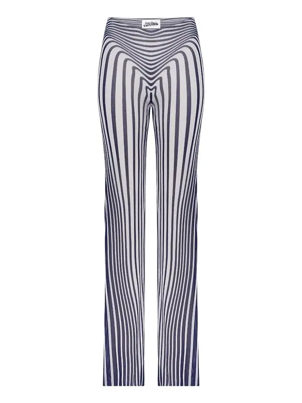 JEAN PAUL GAULTIER Re-edition "morphing Stripes" Flare Trousers - White