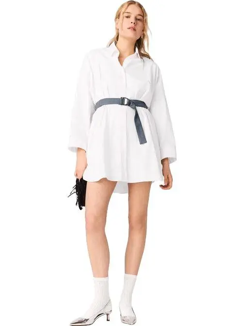 Maje Shirt Dress With Contrast Belt - White