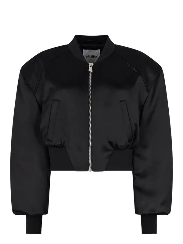 Attico Shiny Satin Bomber - Black