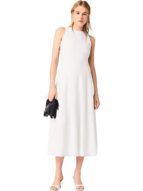 Maje Flared Backless Midi Dress - White