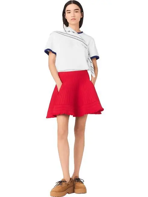 Maje Compact Knit Short Skirt - Red