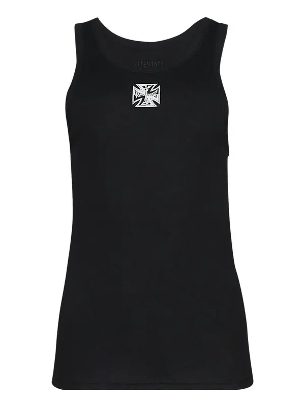 Vetements Biker Cross Logo Tank Top - Black