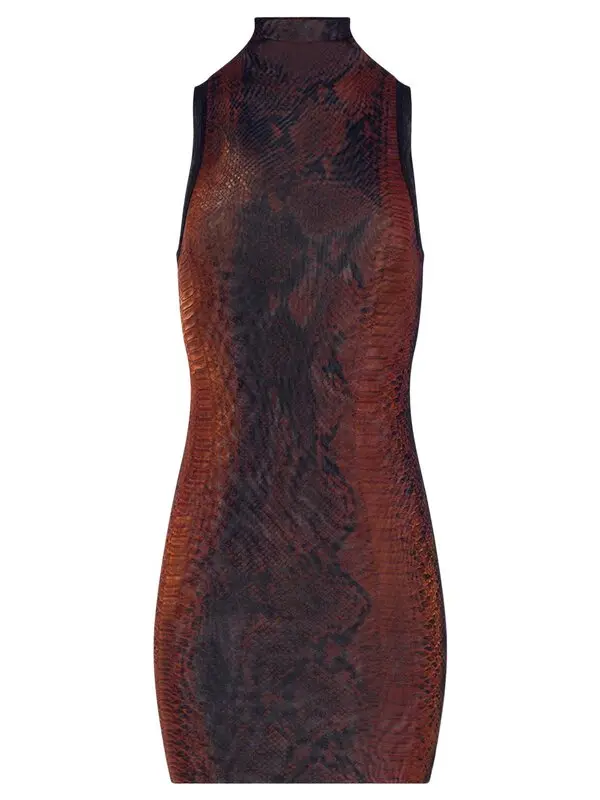 JEAN PAUL GAULTIER Mesh High Neck Short Dress - Brown