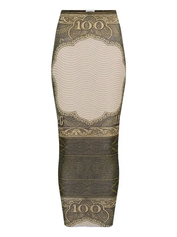 JEAN PAUL GAULTIER Re-edition Cartouche Print Mesh Skirt - Green
