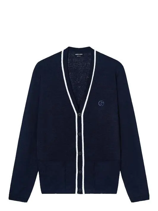 Giorgio Armani Linen And Silk Cardigan - Navy